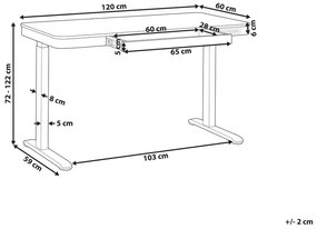 Elektrický nastavitelný psací stůl 120 x 60 cm s USB portem tmavé dřevo/černý KENLY Beliani