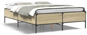 Rám postele dub sonoma 140 x 200 cm kompozitní dřevo a kov - Default Title