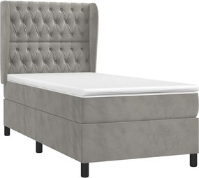 Box spring postel s matrací světle šedá 80 x 200 cm samet 3129357