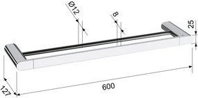 Sapho, FLORI držák ručníků dvojitý 600x127mm, černý, RF011/15