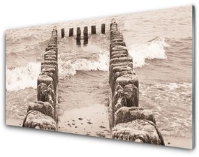 akrylový obraz Oceán Pláž Architektura 140x70 cm