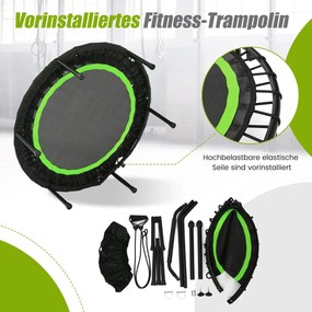 Costway Mini trampolína Ø101 cm s výškově nastavitelným madlem a 2 odporovými