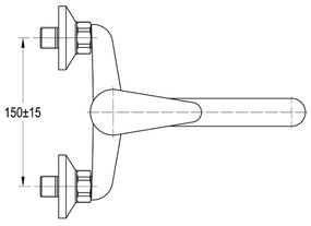 Aqualine, AQUALINE 35 nástěnná baterie, rozteč 150mm, výtokové ramínko 220mm, chrom, 52145