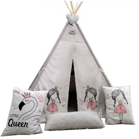 Lovegifts  Teepee stan pro děti Princezna 110x110cm šedý