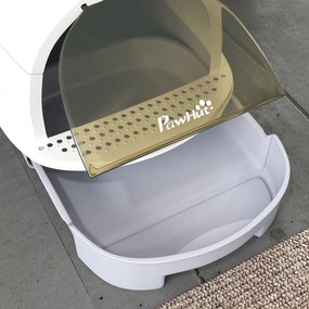 PawHut Kočkolit s víkem Kočkolit s lopatkou Spodní zásuvka Vstupní pedál pro kočky do 5 kg 40,5x52x39 cm Šedý