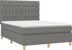 Box spring postel s matrací tmavě šedý 140 x 190 cm textil 3142570