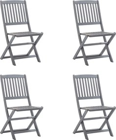 vidaXL Skládací zahradní židle s poduškami 4 ks masivní akáciové dřevo [3064579] Barva: Černá