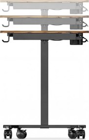Výškově nastavitelný psací stůl na koléčkach Dozia – Hnědý