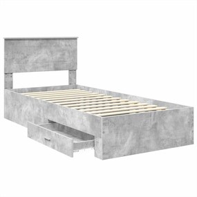 Rám postele s čelo Betonově šedá 100 x 200 cm Kompozitní dřevo 3408302