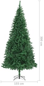 vidaXL Umělý vánoční stromek s LED a sadou koulí 300 cm zelený