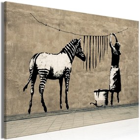 Obraz XXL Banksy: Umývající se zebra na betonu