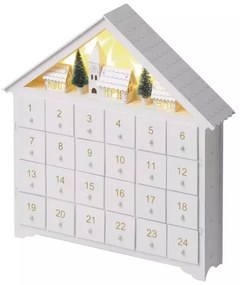 EMOS LED dřevěný adventní kalendář dům, 35x33cm