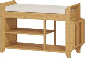 HOMCOM botník se sedákem, boční úložný prostor, držák na boty, bambusový rám, 80x30x50 cm, přírodní