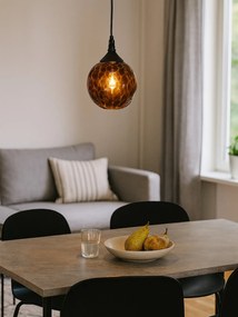 Sinsay - Retro závěsná stropní lampa se skleněným stínidlem - tmavě hnědá