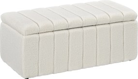 HOMCOM čalouněná lavice, postelová lavice s úložným prostorem, nosnost až 120 kg, 102x45x46 cm, krémově bílá