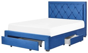 Sametová postel s úložným prostorem 140 x 200 cm modrá LIEVIN Beliani