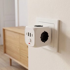 Toolight Toolight, JNH019, zásuvková kostka 7v1, 3 zásuvky + 2× USB-A + 2× USB-C, bílá, OSW-56305