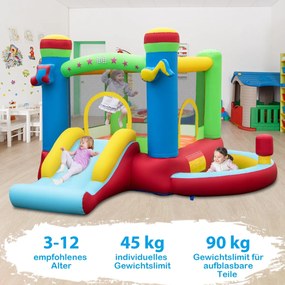 Costway Nafukovací skákací hrad se skluzavkou a skákacím prostorem a hrací hrad