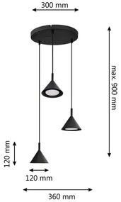 Lustr na lanku ETNA 3xGX53/10W/230V černá