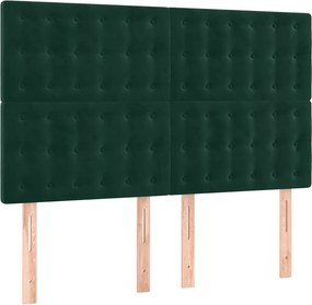 Box spring postel s matrací a LED tmavě zelená 140x190 cm samet 3136362
