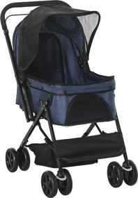 PawHut kočárek pro kočky Oxford Blue 76,5x52x95cm pro malé psy a kočky, skládací a lehký