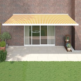 Zatahovací markýza žlutá a bílá 5 x 3 m textil a hliník 3154585