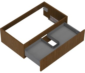 Mexen Rivel, koupelnová skříňka 80 cm, 1 zásuvka, drážkovaná, ořech, 91A20-08023-1-BF86