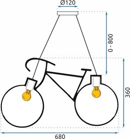 Toolight, Závěsné svítidlo kolo APP216-2CP, černá, OSW-00352
