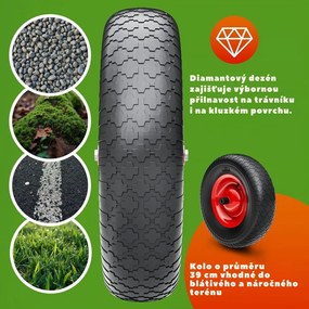 Kolečko GREG s plastovou korbou, max. 100l/250kg, zelená/černá Gardebruk