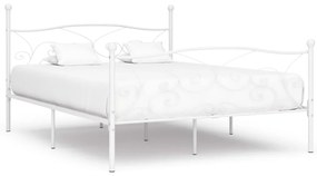 Rám postele s laťkovým roštem bílý kov 200 x 200 cm,  284453
