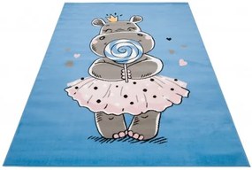 Dětský kusový koberec JOLLY DZ01C Hrošík modrý Rozměr: 140x200 cm