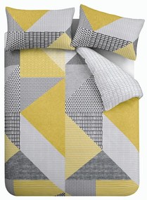 Žluto-šedé povlečení 200x200 cm Larsson Geo - Catherine Lansfield