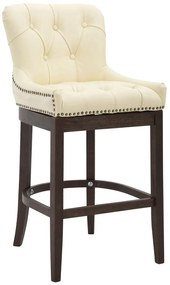 Barová židle Buckingham ~ kůže, dřevěné nohy tmavá antik - Krémová