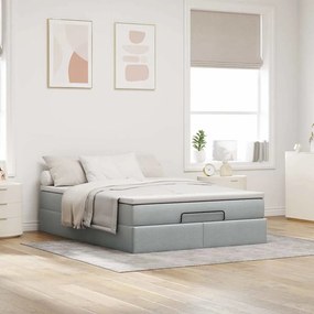 Osmanský rám postele s matrací světle šedá 140x190cm textil 3311106