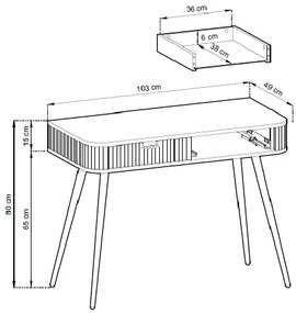 Toaletní stolek LOTAS - kašmír / zlatý