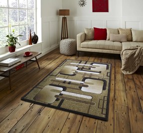 DY Hnědý koberec s geometrickým vzorem Alfa 16 Rozměr: 40x60 cm