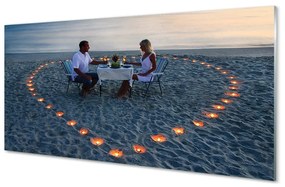 Obraz na skle Srdce s pár svíček moře 140x70 cm
