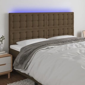 Čelo postele s LED tmavě hnědá 200x5x118/128 cm textil 3122883