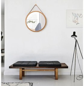 Nástěnné zrcadlo Lemi s bambusovým rámem, pr. 45 cm