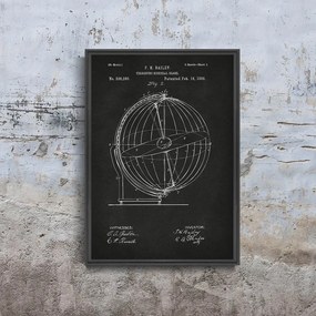 Dekorativní plakát Terrestro Sidereal Globe patent šedá Nikki Marie Smith