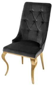 Massive home | 2SET židle MODERN BAROCCO GOLD S RUKOJETÍ černá samet