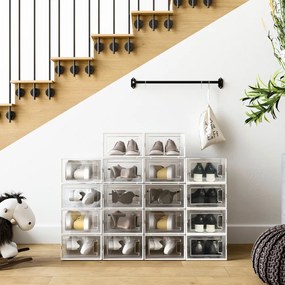 Organizér na boty MARI, 18 boxů, průsvitná/bílá SongmicsHome
