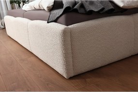 Slonovinová čalouněná dvoulůžková postel s úložným prostorem s roštem 200x240 cm Merida – Meise Möbel