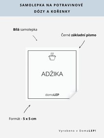 Samolepka na kořenky ADŽIKA bílá 5 × 5 cm základní písmo