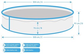 Bazén s pevnou konstrukcí ø 305 cm hloubka 91 cm Orlando – Marimex