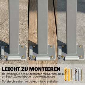 Výsuvná boční markýza, zástěna pro ochranu soukromí ve venkovním prostoru, vodoodpudivá, UV 50+, 420 x 185 cm, tmavě šedá