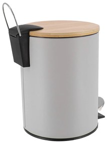 Odpadkový koš Timeless, šedá/s dřevěnými prvky, 2,5 l
