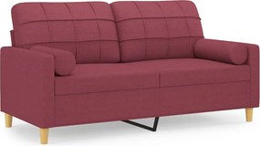 2místná pohovka s polštáři vínová 140 cm textil 3200788