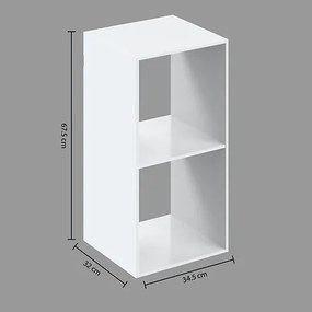 Dekorativní police, bílá, 2 přihrádky, výška 67,6 cm
