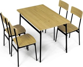 Set jídelní (1+4), MDF dekor divoký dub, černý kov (110 x 70) cm hnědá